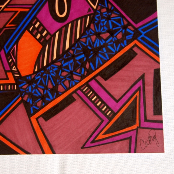 Cathy's Doodles | Wall Decor | Aztec Sunrise By Cathy Original Framed ...